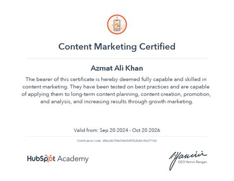 Completed Content Marketing Certification From Hubspot Azmat Ali Khan Posted On The Topic