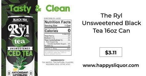 The Ryl Unsweetened Black Tea 16oz Can Happysliquor