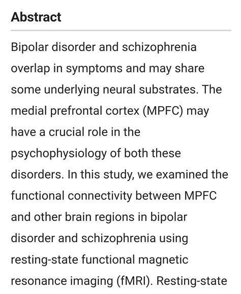 Abnormal Medial Prefrontal Cortex Resting State Connectivity In Bipolar