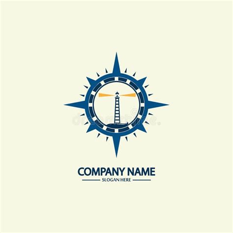 Compass And Lighthouse Logo Design Template Stock Vector Illustration