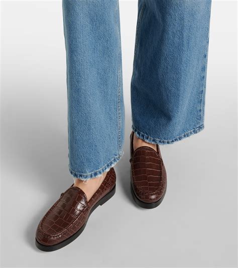 Dinelio Croc Effect Leather Loafers In Brown Manolo Blahnik Mytheresa