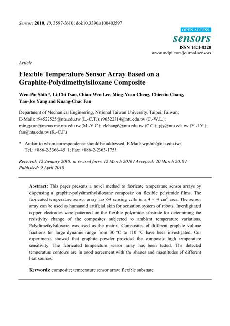 Pdf Flexible Temperature Sensor Array Based On A Graphite