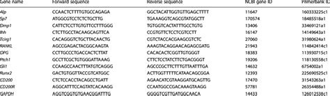 Primer Sequences Used For Mrna Transcript Analysis Download Table