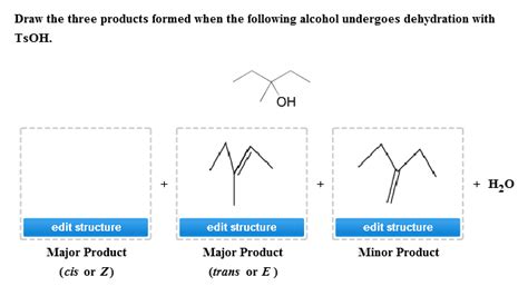 Solved Draw The Three Products Formed When The Following
