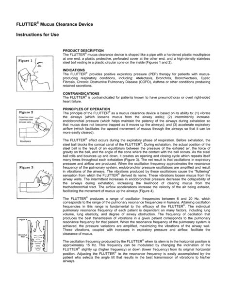 Flutter® Mucus Clearance Device Instructions For Use