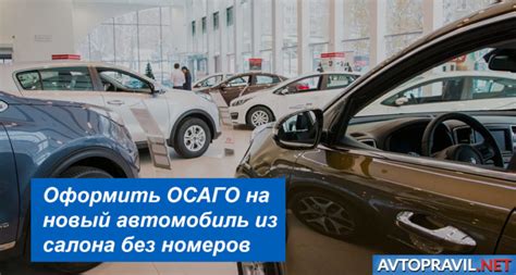 Оформление ОСАГО на новый автомобиль из салона как застраховать машину без номеров