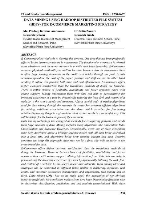 Pdf Data Mining Using Hadoop Distributed File System Hdfs For E