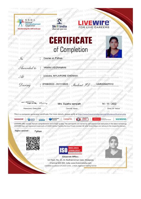 Yamini Veeramani On Linkedin Completed Python Course