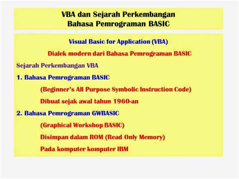 Bloge Putra Asli Daerah Sukolilo Pengantar Vba Visual Basic