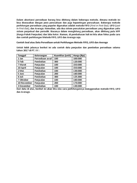 Metode Fifo Lifo Average Pdf