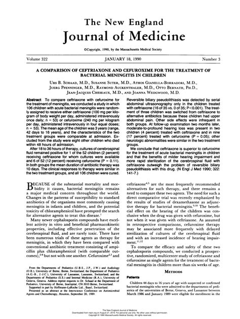 Pdf A Comparison Of Ceftriaxone And Cefuroxime For The Treatment Of