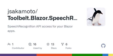 GitHub Jsakamoto Toolbelt Blazor SpeechRecognition SpeechRecognition API Access For Your