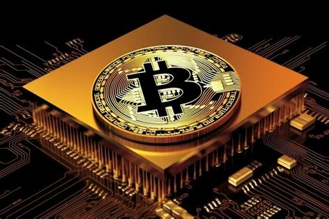 Premium AI Image Bitcoin Over The CPU Of A Motherboard With Copy Space And Configurable