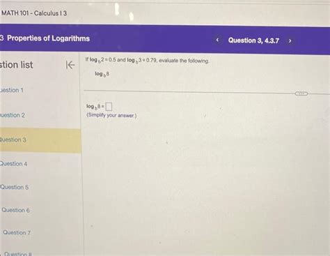 solved if logb2 0 5 and logb3 0 79 evaluate the following