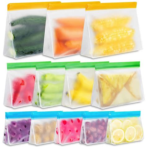 Reusable Food Storage Bags Stand Up Silicone Ziplock Freezer Bag Leakproof Packaging Bag And