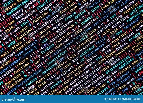 Writing Programming Code On Laptop Digital Binary Data On Computer