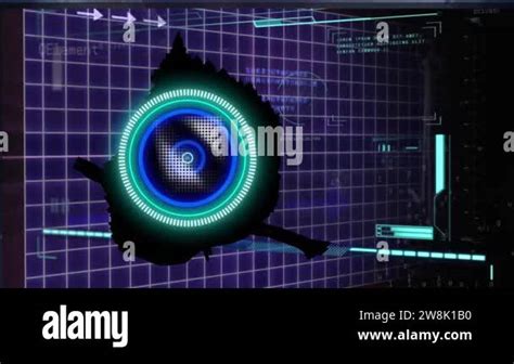 Animation Of Scope Scanning And Data Processing Over World Map And Grid Global Connections And