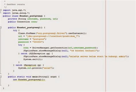 Renata Widiatrisna LAPORAN PRAKTIKUM IX KONEKSI POSTGRESQL PADA JAVA Netbeans