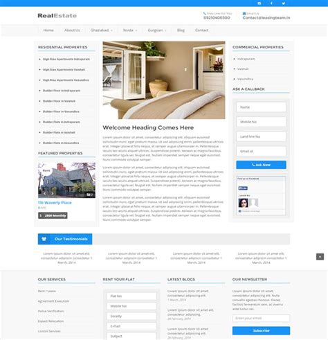 Online Responsive Realstatewebsite Template Features Responsive