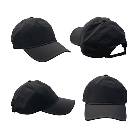 3d Rendering Of Black Cap Hat Template From Various Angles Of Perspective View 20920752 Png