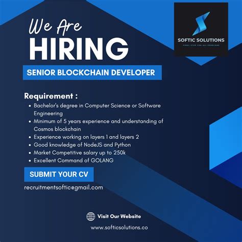 Softic Solutions On Linkedin Job Opening Senior Blockchain Developer Softic Solutions Is