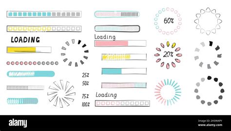 Loading Progress Bar Vector Style In Doodle Style Updated Progress