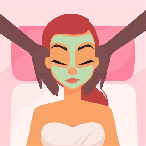 Premium Vector Spa Skincare Routine Woman Doing Facial Massage