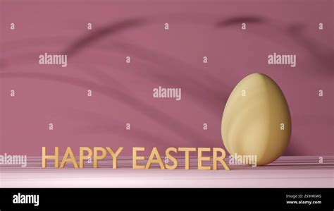 3d Single Yellow Egg And Text Happy Easter On Pink Background With