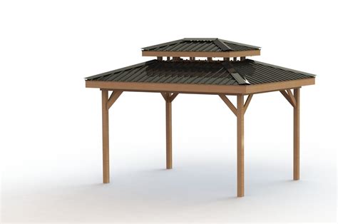 Hot Tub Gazebo Building Plans Double Hip Roof 12 X 16 Metal Roof Etsy