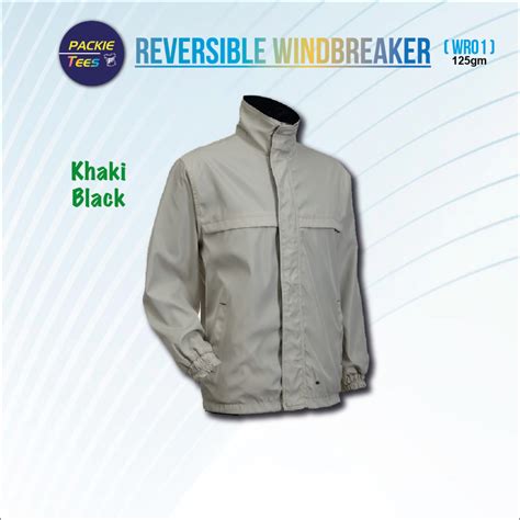 Wr0111 Khaki Black Reversible 2 Side Wear Windbreaker Jacket 100