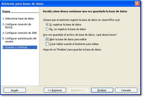 Haz clic en el botón Finalizar cuando te hayas decidido El asistente presentará una ventana