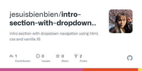 github jesuisbienbien intro section with dropdown navigation main