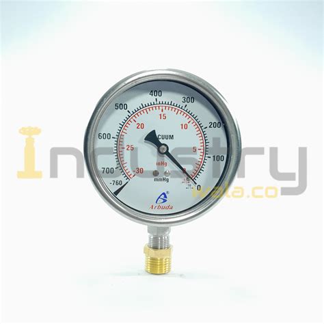 Vacuum Gauge 760 Mm Hg To 0 Bourdon Type Ss Body