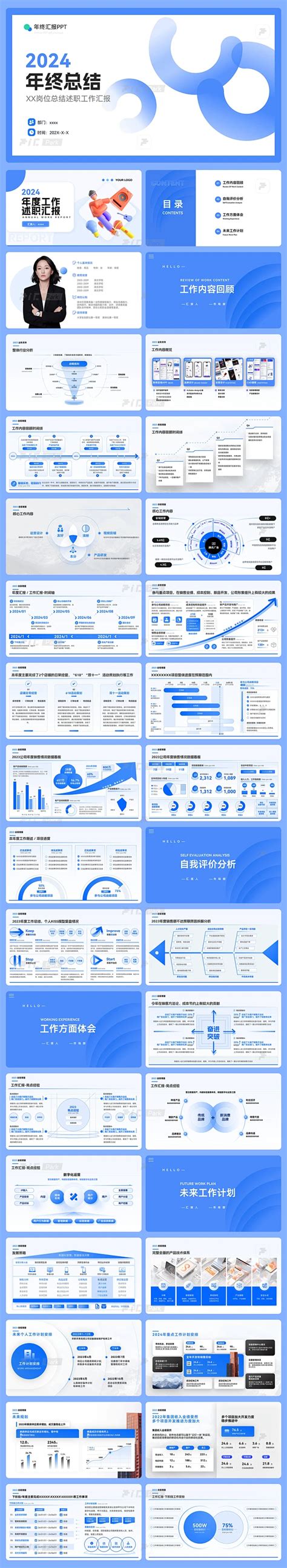 B4蓝色互联网大厂个人述职答辩晋升业绩逻辑年终工作汇报ppt模板 花瓣网