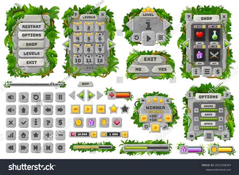 Jungle Stones Game Interface Cartoon Gui Stock Vector Royalty Free 2213228347 Shutterstock