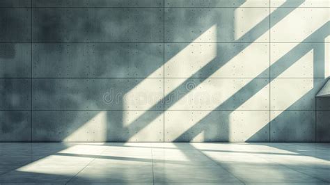 Sunlight Casting Shadows Across Concrete Wall In Modern Museum Interior