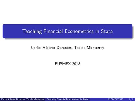 Teaching Financial Econometrics In Stata Pdf