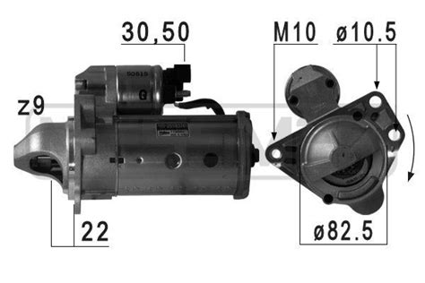 220712a Messmer Motorino Avviamento 12v 2 2kw N° Denti 9 30 50 Ø