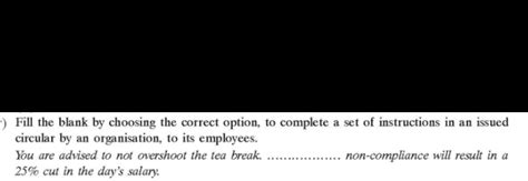 Fill The Blank By Choosing The Correct Option To Complete A Set Of Instr