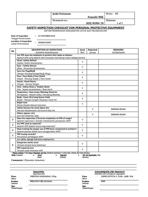 Inspeksi Apd Pdf