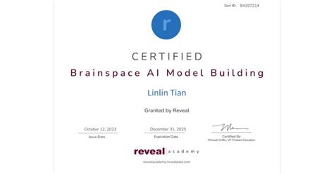 linlin tian on linkedin brainspace ai model building certification