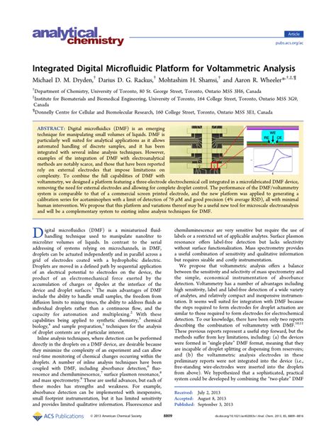 Pdf Integrated Digital Microfluidic Platform For Voltammetric Analysis