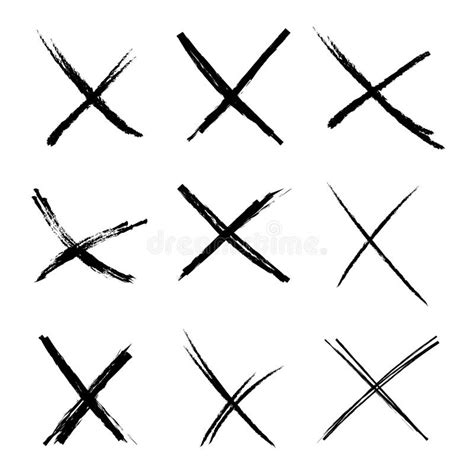 Cross Sketch Grunge Scribble Set X Shape Sign Mark On White Background