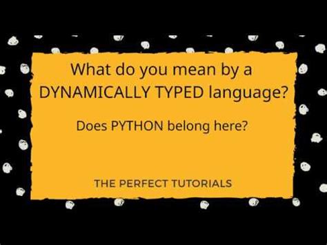 Python A Dynamically Typed Language Learn Python Python Tutorials YouTube