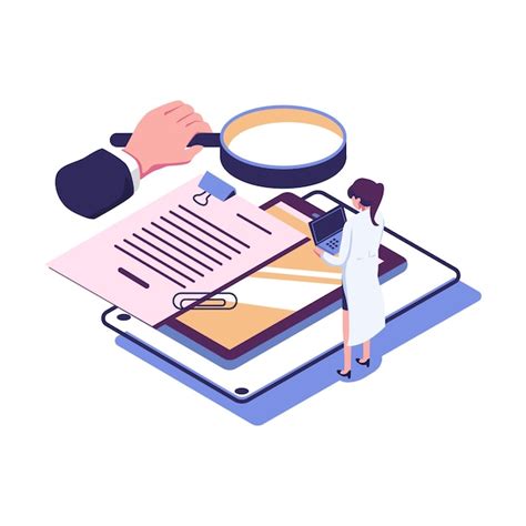 Premium Vector Digital Auditing Flat Style Isometric Illustration Design