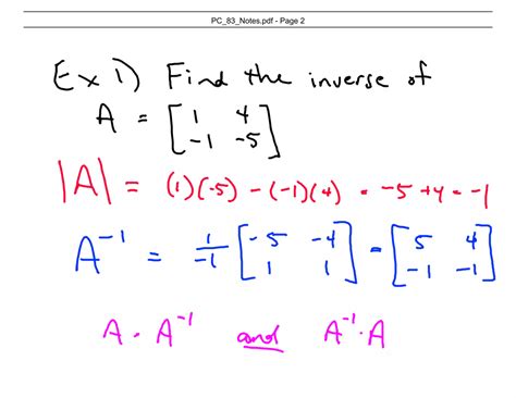 Pc 83 Notes Inverse Matrices Pdf