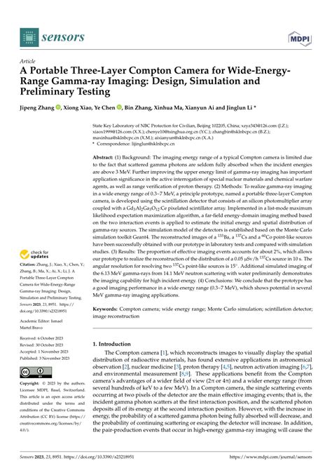 Pdf A Portable Three Layer Compton Camera For Wide Energy Range Gamma