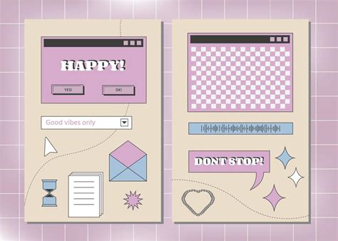 Retro Browser Computer Window In 90s Vaporwave Style With Smile Face