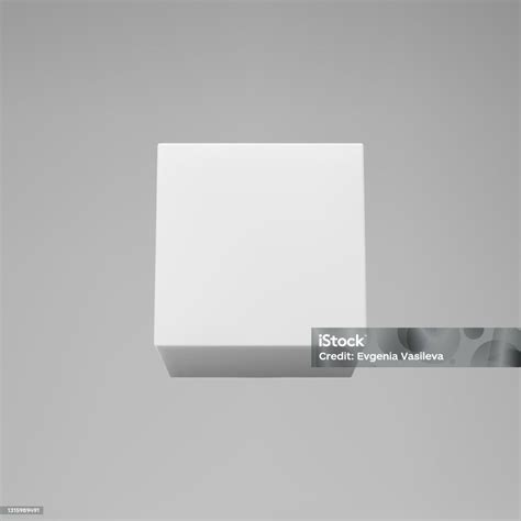 White 3d Modeling Cube With Perspective Isolated On Grey Background Render A Rotating 3d Box In
