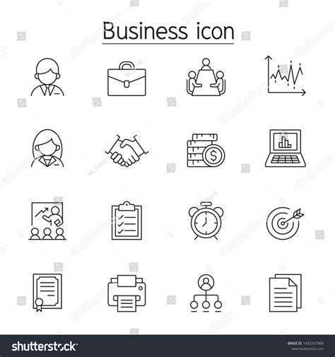 Business Management Icon Set Thin Line Stock Vector Royalty Free